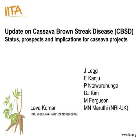 Update on Cassava Brown Streak Disease (CBSD) Status, prospects and ...