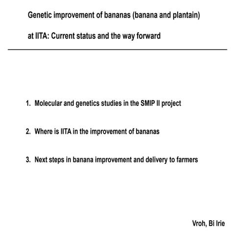 Genetic improvement of bananas (banana and plantain) at IITA: Current ...