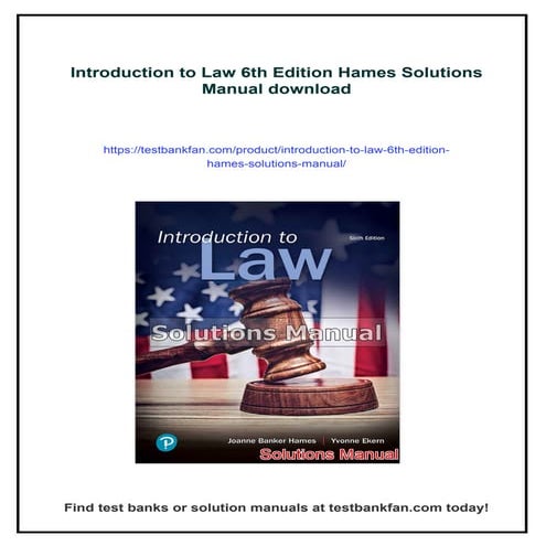 Introduction to Law 6th Edition Hames Solutions Manual | PDF