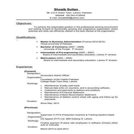 Shoaib's cv | DOC