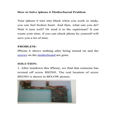 How to Fix iphone 6 can't boot and Voltage Issue | PDF