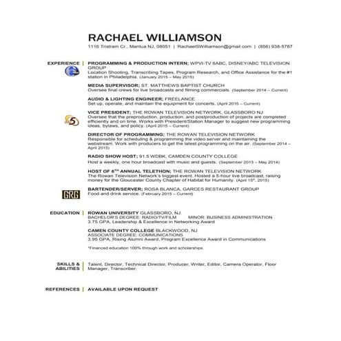 Rachael Williamson Resume | PDF