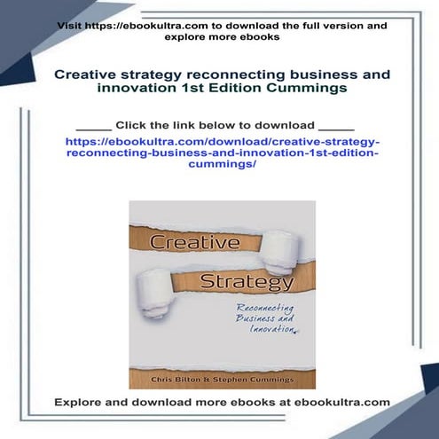 Creative strategy reconnecting business and innovation 1st Edition Cummings | PDF