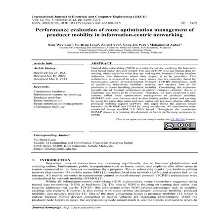 Performance Evaluation Of Route Optimization Management Of Producer Mobility In Information