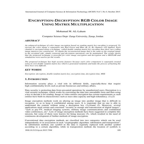 Encryption Decryption Rgb Color Image Using Matrix Multiplication Pdf