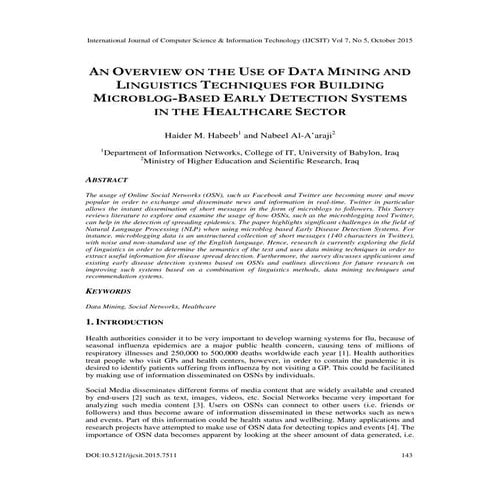 An Overview on the Use of Data Mining and Linguistics Techniques for Building Microblog-Based ...
