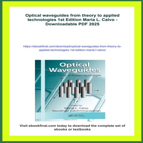 Optical waveguides from theory to applied technologies 1st Edition ...