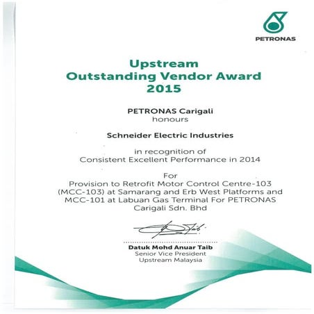 Outstanding vendor award | PDF