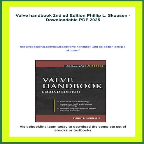 Valve handbook 2nd ed Edition Phillip L. Skousen | PDF