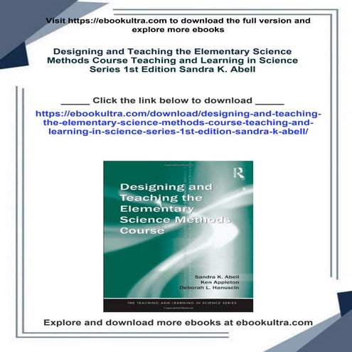 Designing and Teaching the Elementary Science Methods Course Teaching ...