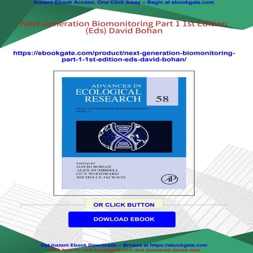 Next Generation Biomonitoring Part 1 1st Edition (Eds) David Bohan | PDF