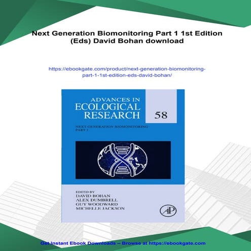 Next Generation Biomonitoring Part 1 1st Edition (Eds) David Bohan | PDF