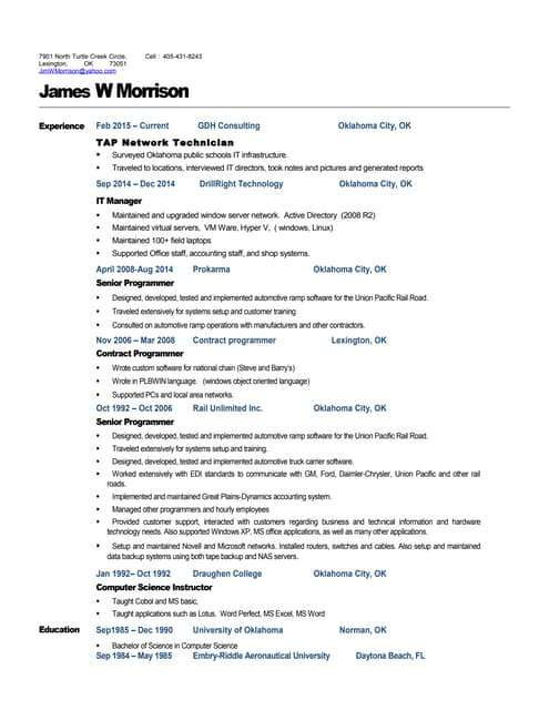 Justin Wright Resume | DOC | Programming Languages | Computing