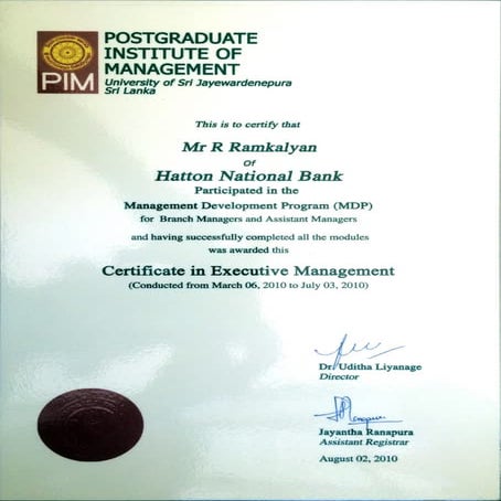 PIM Certificate | PDF
