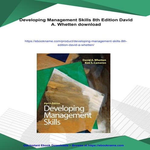 Developing Management Skills 8th Edition David A. Whetten | PDF