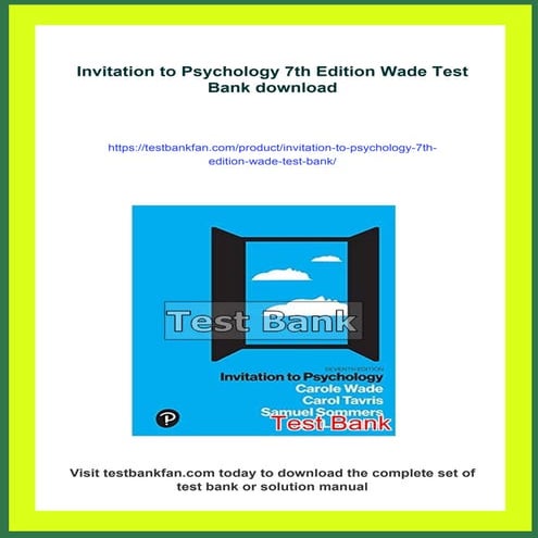 Invitation to Psychology 7th Edition Wade Test Bank | PDF