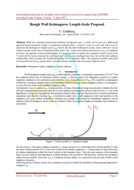 Rough Wall Kolmogorov Length Scale Proposal Pdf