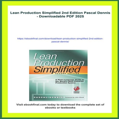Lean Production Simplified 2nd Edition Pascal Dennis | PDF