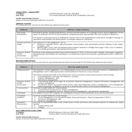 Experiences in KPMG | DOCX