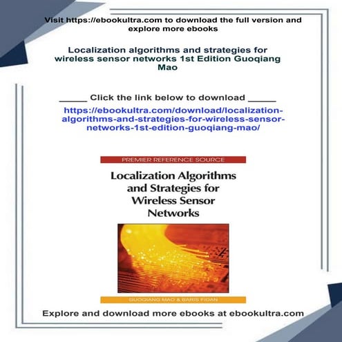Localization Algorithms And Strategies For Wireless Sensor Networks 1st
