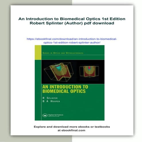 An Introduction to Biomedical Optics 1st Edition Robert Splinter (Author) | PDF