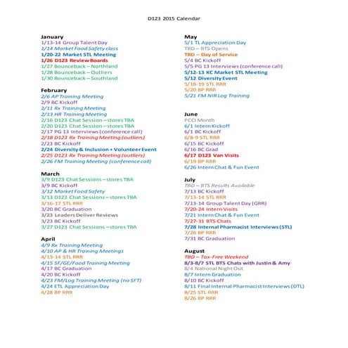 2015 Calendar Planning | PDF