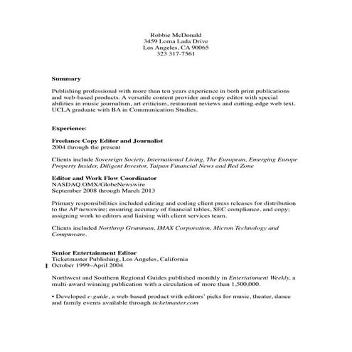 Michael Walker's Resume 2016 | DOC