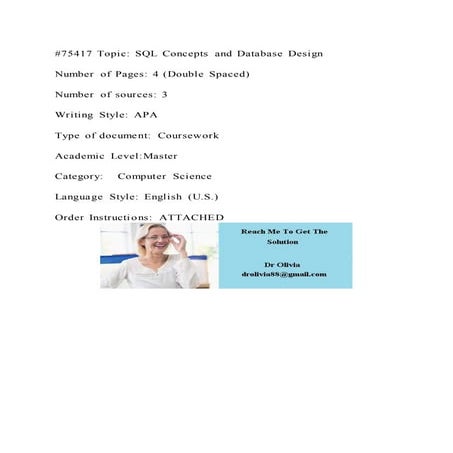#75417 Topic SQL Concepts and Database DesignNumber of Pages 4 | DOCX | Databases | Computer ...