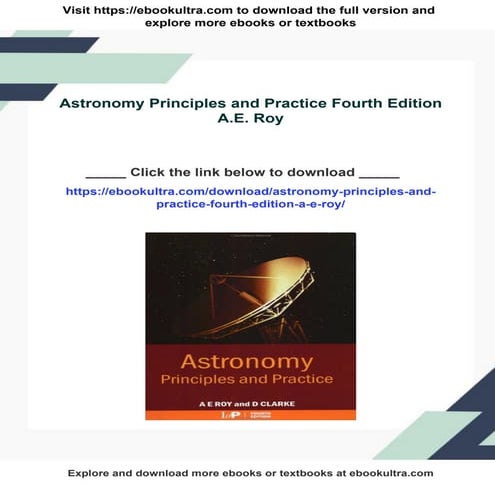 Astronomy Principles and Practice Fourth Edition A.E. Roy | PDF