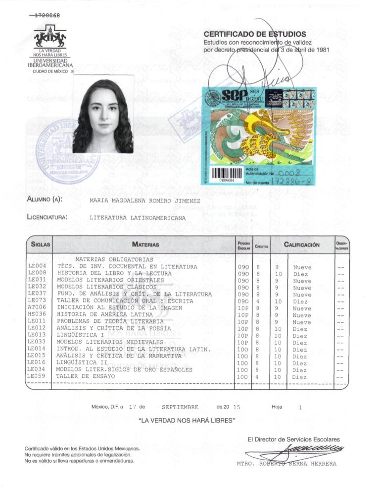 Certificado Parcial De Licenciatura - MIDE Certificado Parcial De Licenciatura - MIDE