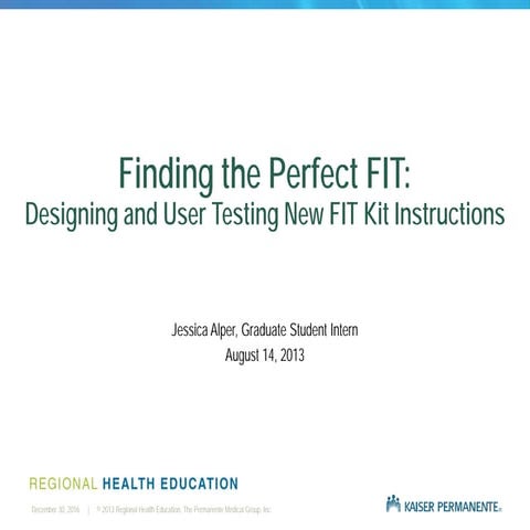 presentation-designing and user testing new FIT instructions | PPT