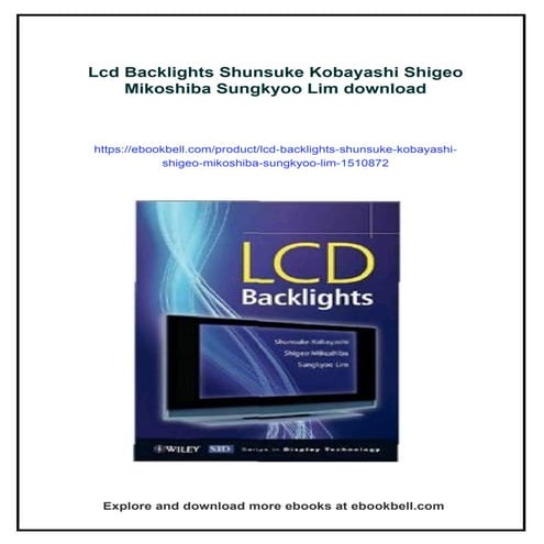 Lcd Backlights Shunsuke Kobayashi Shigeo Mikoshiba Sungkyoo Lim | PDF