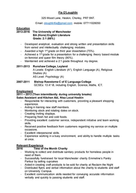 Example Chronological CV