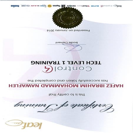 control 4 certificate | PDF