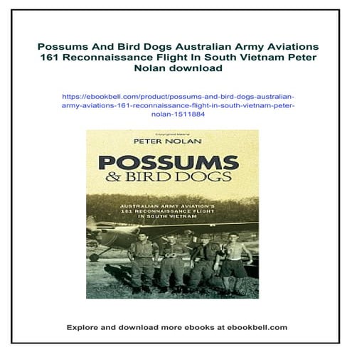 Possums And Bird Dogs Australian Army Aviations 161 Reconnaissance ...