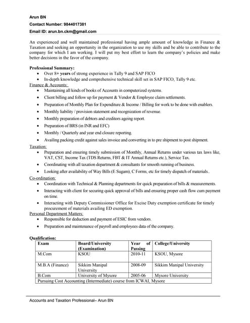 Revised Dinesh Resume | DOC | Business Accounting & Finance | Business