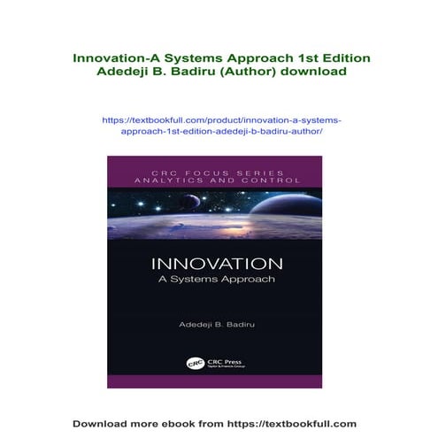 Innovation-A Systems Approach 1st Edition Adedeji B. Badiru (Author) | PDF