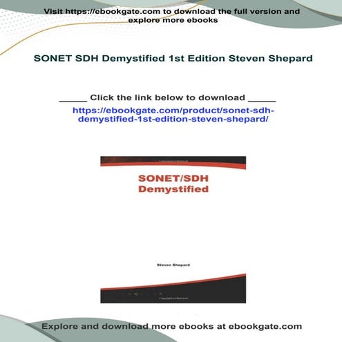 SONET SDH Demystified 1st Edition Steven Shepard All Chapters Instant Download | PDF