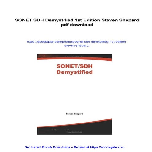 SONET SDH Demystified 1st Edition Steven Shepard | PDF