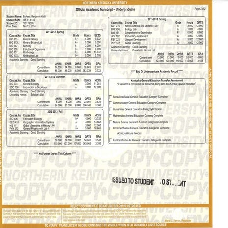 BAYLESS, BENJAMIN [Official Transcript p2] | PDF