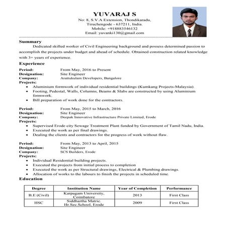 YUVARAJ RESUME (1) | PDF