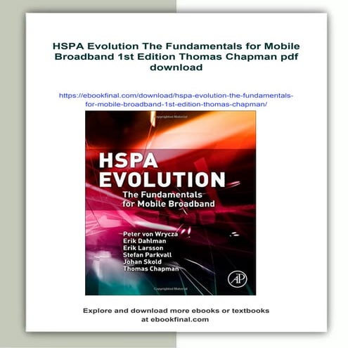 HSPA Evolution The Fundamentals for Mobile Broadband 1st Edition Thomas Chapman | PDF