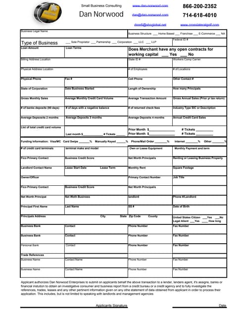 Merchant Finance Application Form | PDF