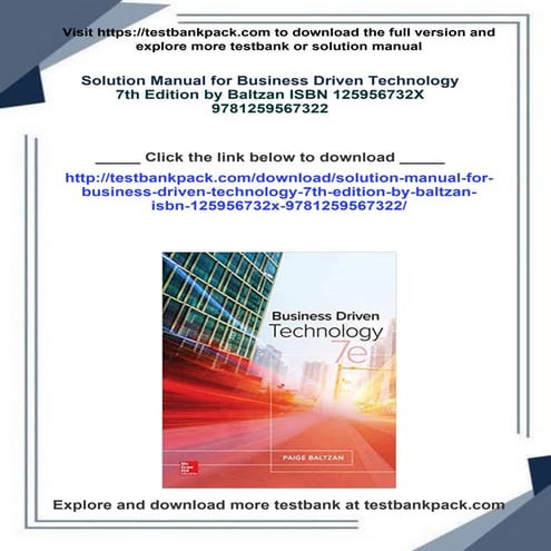 Solution Manual for Business Driven Technology 7th Edition by Baltzan ...