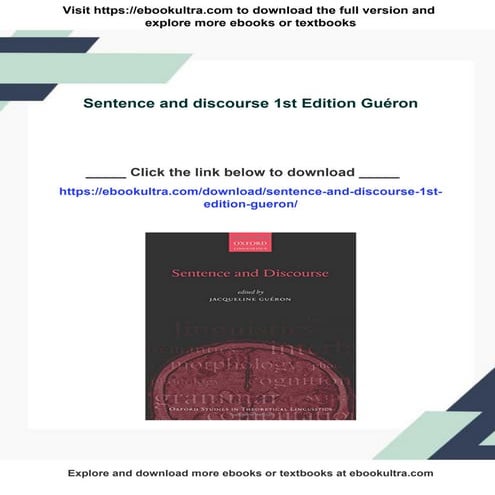 Sentence and discourse 1st Edition Guéron | PDF