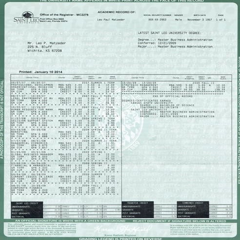 SLU Transcript | PDF
