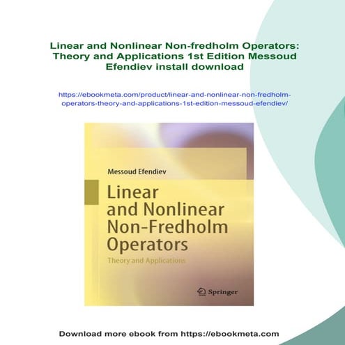 Linear and Nonlinear Non-fredholm Operators: Theory and Applications 1st Edition Messoud ...