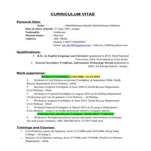 Hakeem Khalid CV 2016 | DOC