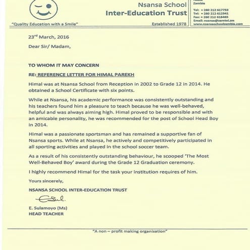 REFERFENCE LETTER - MRS S | PDF