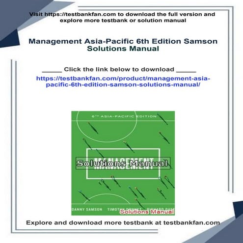 Management Asia-Pacific 6th Edition Samson Solutions Manual | PDF